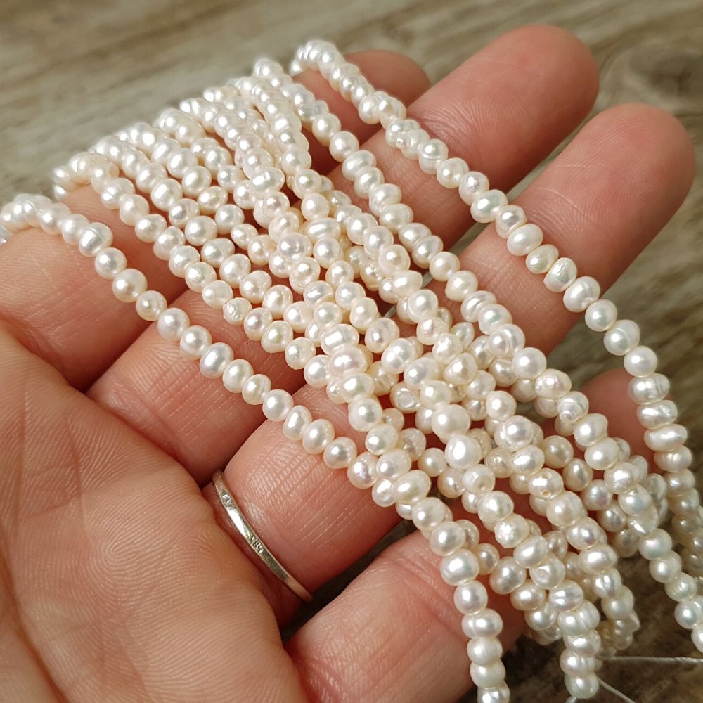 Perly říční korálky 3-4mm šňůra | istraka.cz - nejtřpytivější korálky a ...